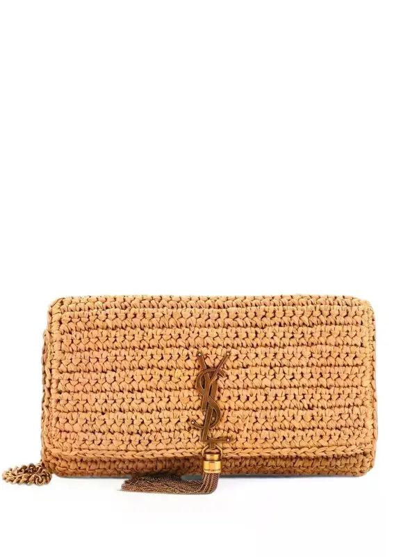 Saint Laurent Kate 99 Tassel Flap Bag Woven Raffia Medium Shoulder Bag