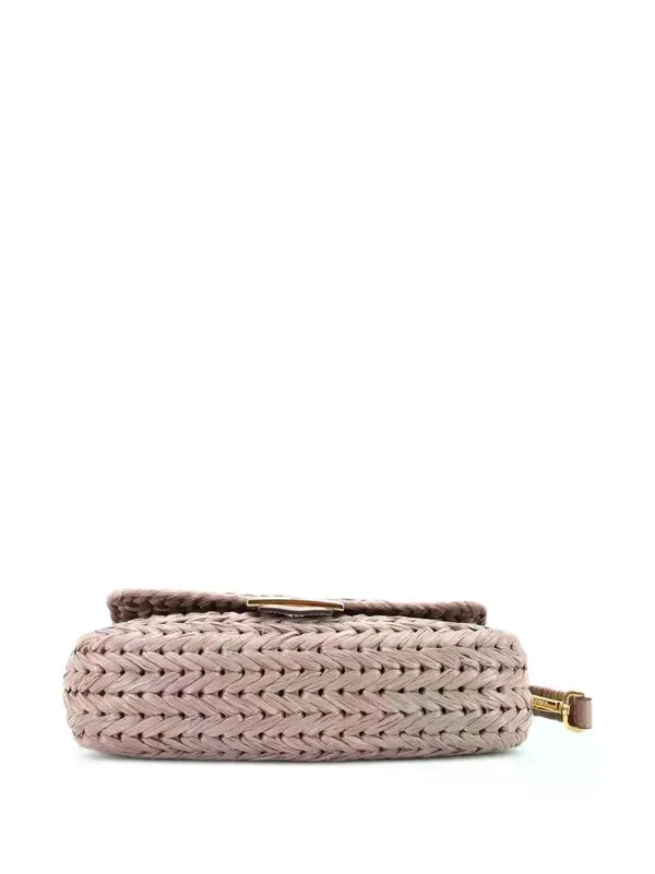 Fendi Baguette Nm Woven Raffia Medium Shoulder Bag