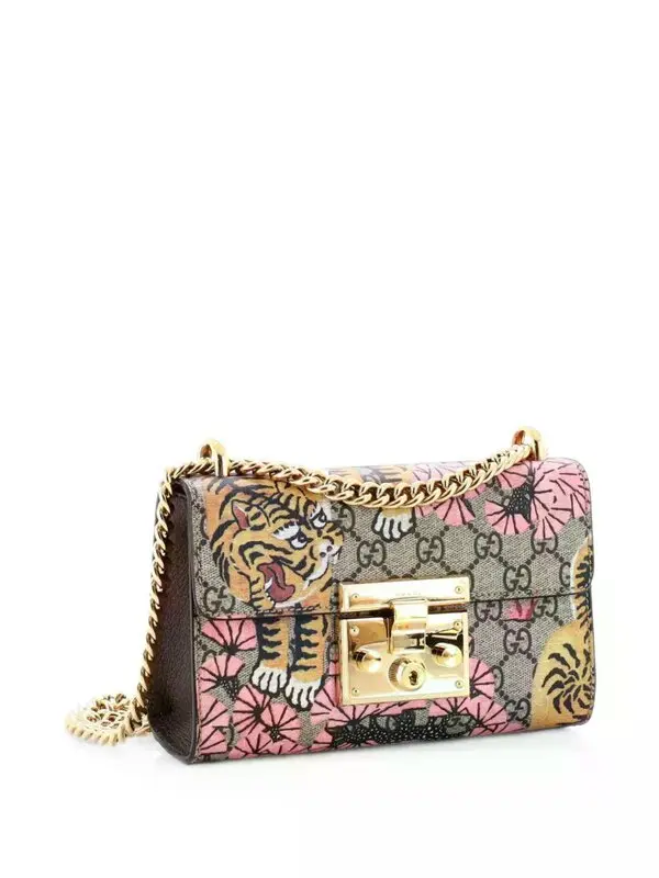 Gucci Padlock Small Shoulder Bag Bengal Print Gg Coated Canvas