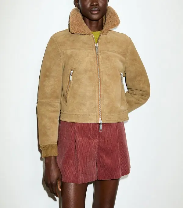Max & Co. Faux Shearling Collar Aviator Coat