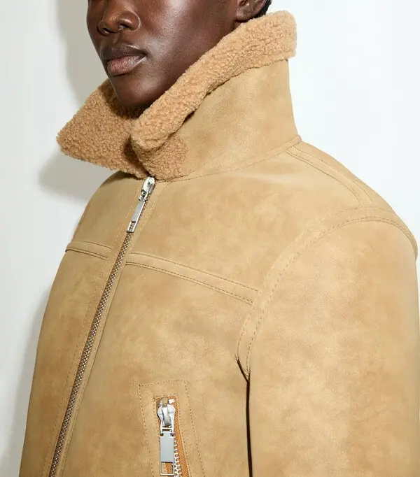 Max & Co. Faux Shearling Collar Aviator Coat