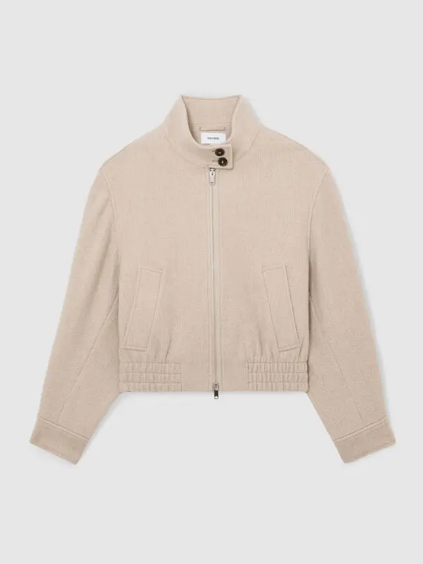 REISS Wool Funnel-neck Bomber Coat