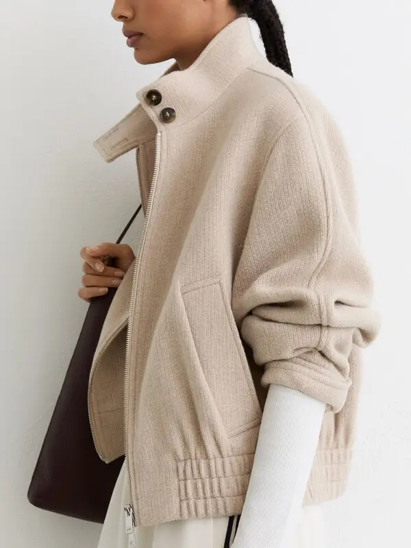 REISS Wool Funnel-neck Bomber Coat