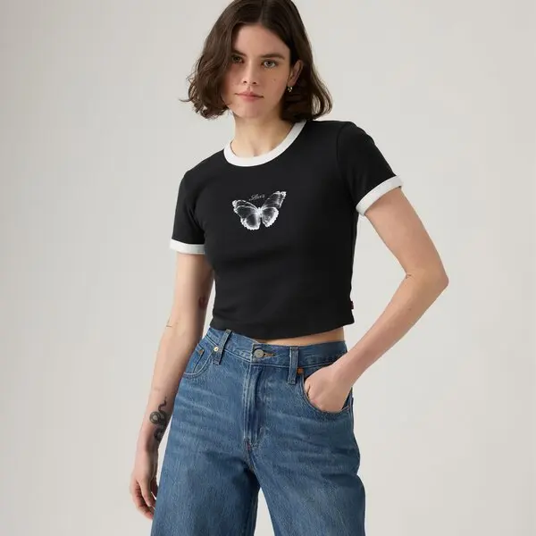 LEVI'S Graphic Mini Ringer Tee - Black