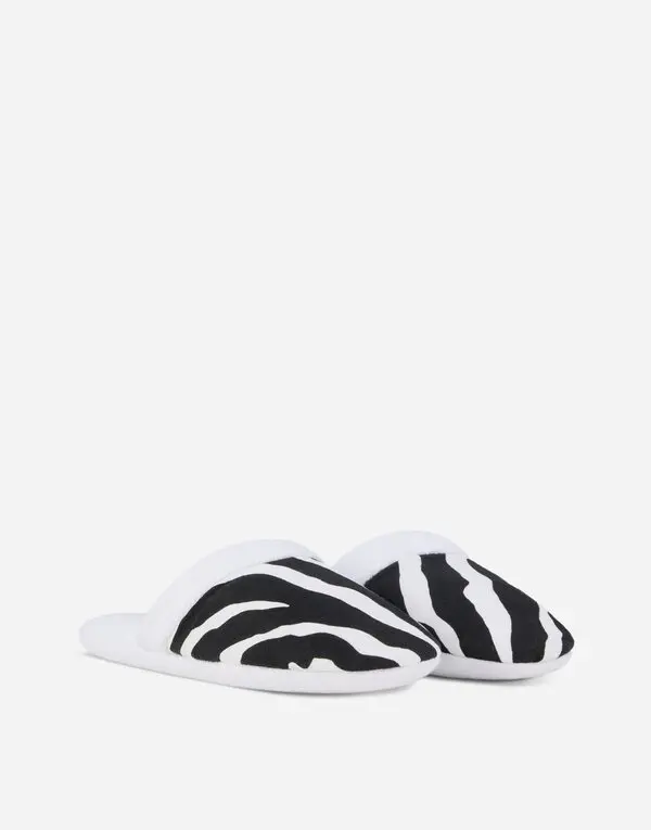Dolce & Gabbana Cotton Terry Slippers With Zebra Print - Multicolor