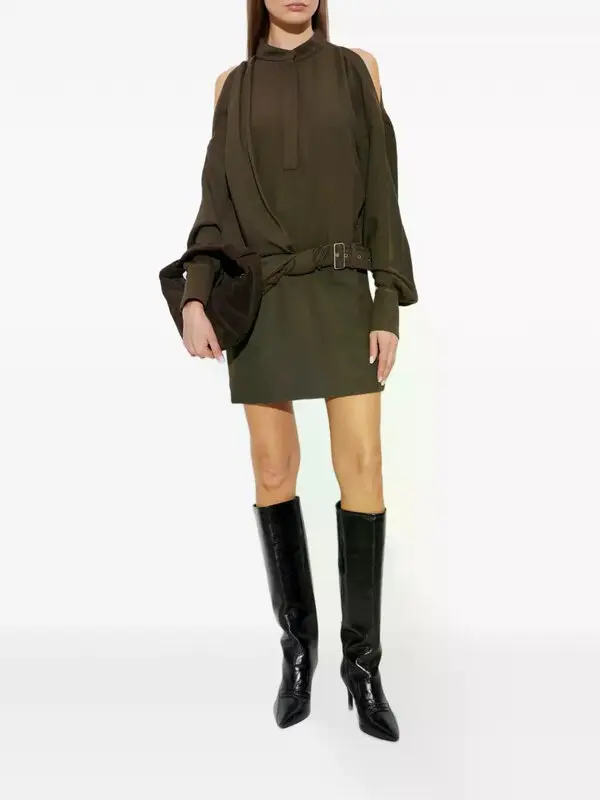 IRO PARIS Melva Cold-shoulder Belted Mini Dress