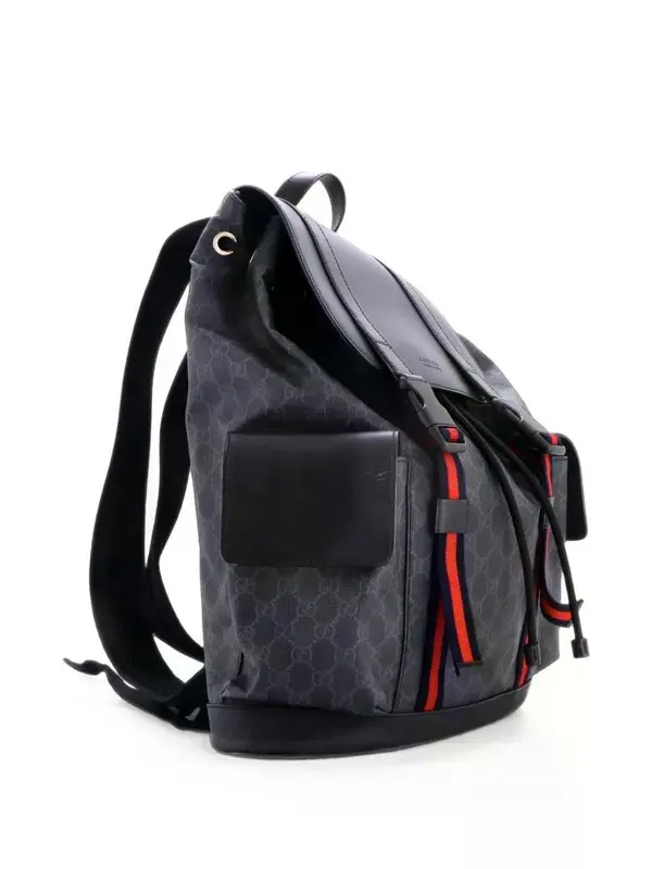 Gucci Double Pocket Buckle Gg Coated Canvas Large Backpack