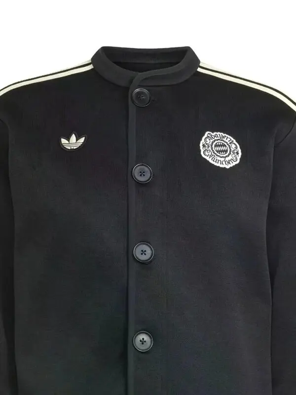 Adidas Logo Patch Button-up Sweater - Black