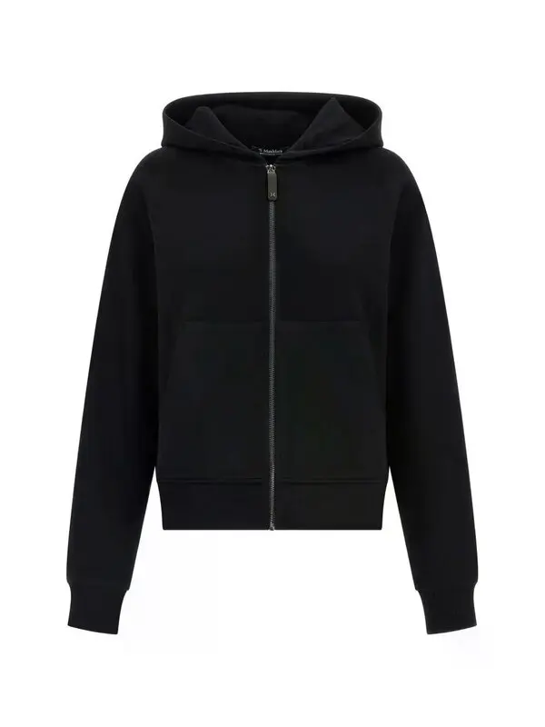 Max Mara Logo-embroidered Zip-up Hoodie - Black