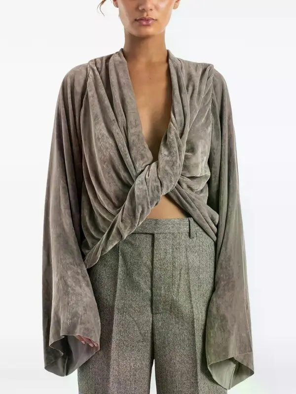 Rick Owens Twisted-detail Long-sleeve Top - Grey