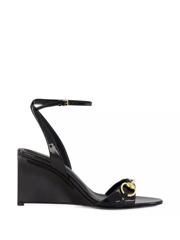 Gucci Donna Horsebit Wedge Sandals - Black