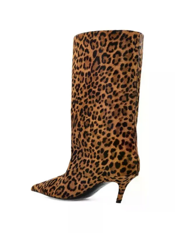 Amina Muaddi Fiona Leopard-print Knee-high Boots