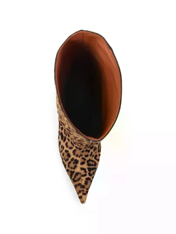 Amina Muaddi Fiona Leopard-print Knee-high Boots