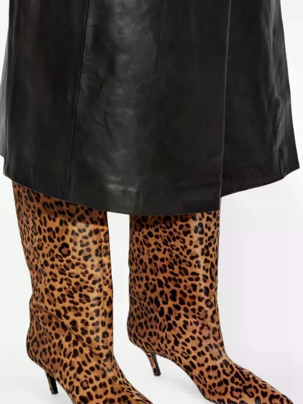 Amina Muaddi Fiona Leopard-print Knee-high Boots