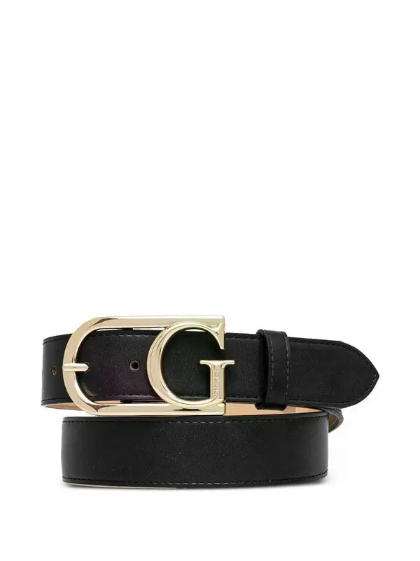 Guess Lorelei Faux Leather Belt With Gold-tone G Buckle - Black