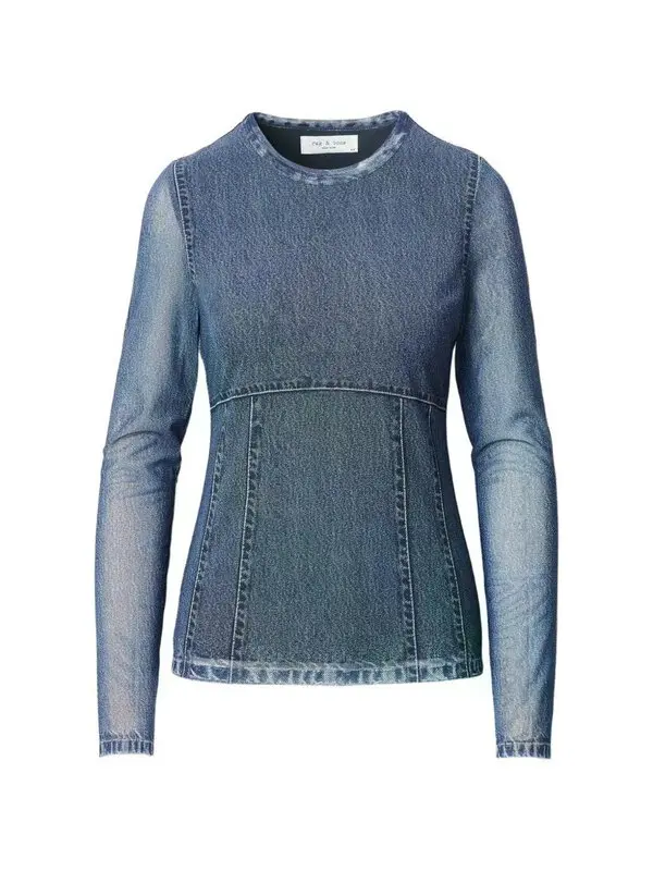 Rag & Bone Rb Miramar Denim-print T-shirt - Blue