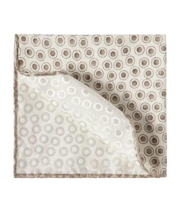 Brunello Cucinelli Silk Polka-dot Pocket Square - White