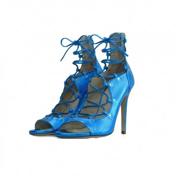 STESSA BY SARAH The Avalyn Lace Up Sandal In Ocean - Blue