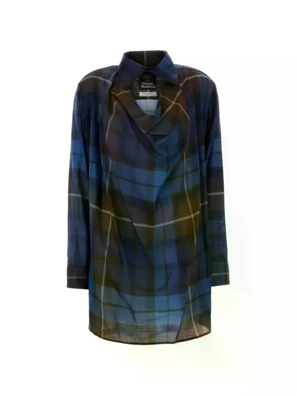 VIVIENNE WESTWOOD Square Checked Twill Blouse - Blue