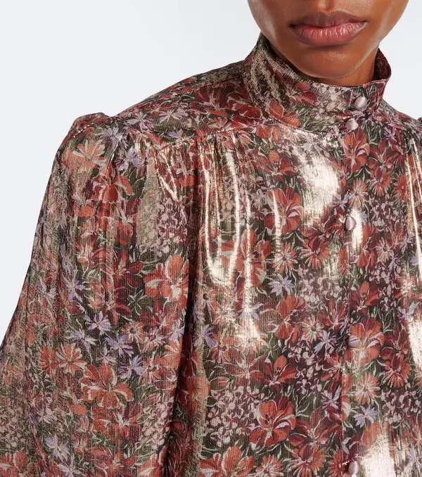 Valentino Garavani Floral Silk-blend Lame Blouse