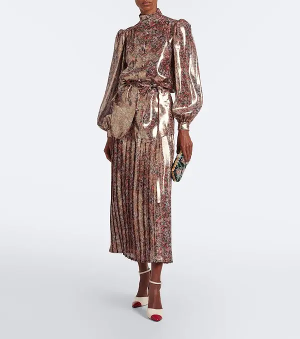 Valentino Garavani Floral Silk-blend Lame Blouse