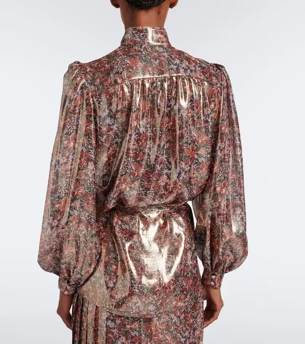 Valentino Garavani Floral Silk-blend Lame Blouse