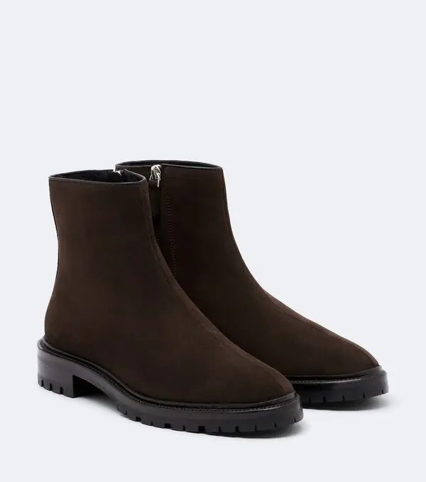 THE ROW Moto Suede Ankle Boots - Brown
