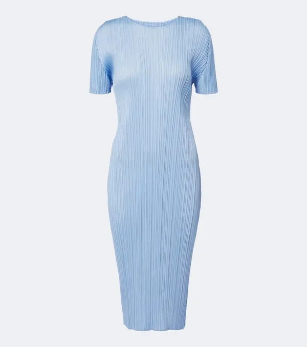 Issey Miyake Monthly Colors: August Pleated Midi Dress - Blue