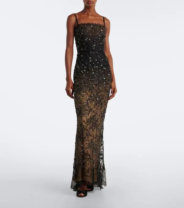 Elie Saab Sequined Lace Gown