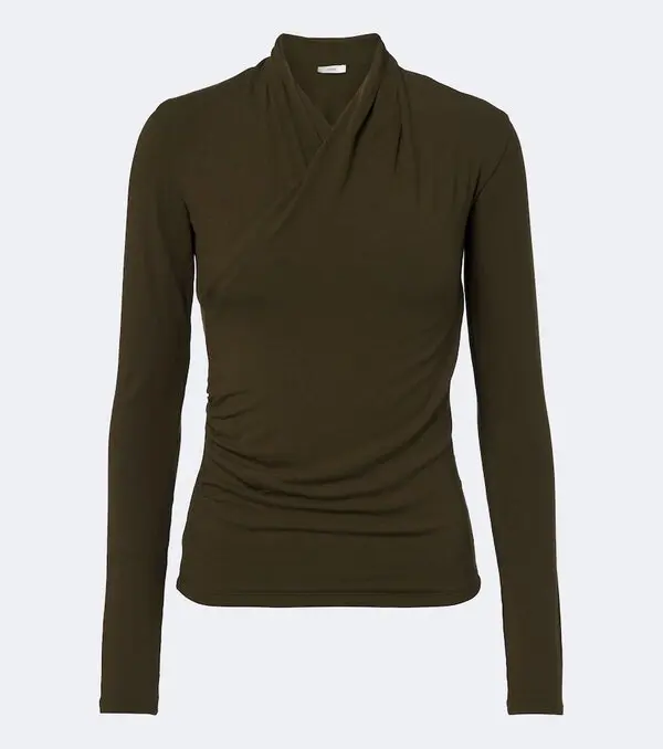 Vince Fixed Jersey Wrap Top - Green