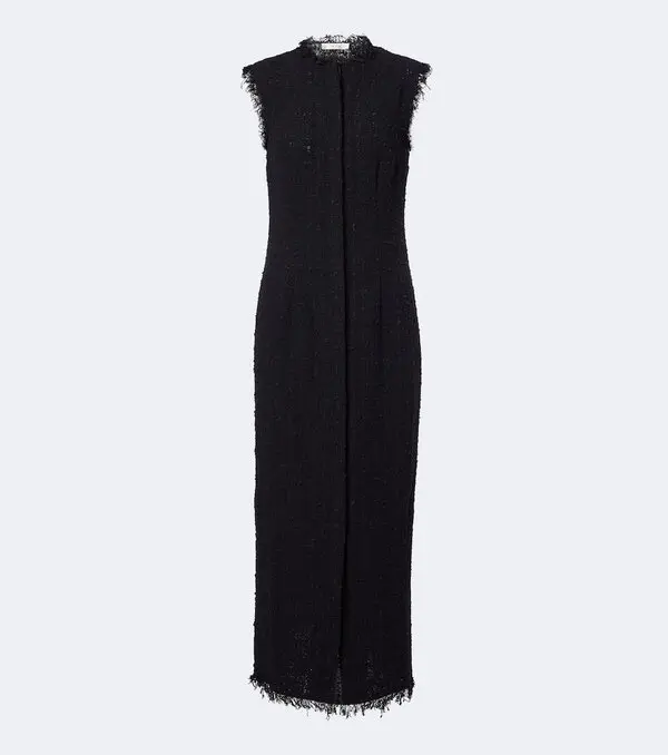 THE ROW Lana Cotton-blend Tweed Midi Dress - Black