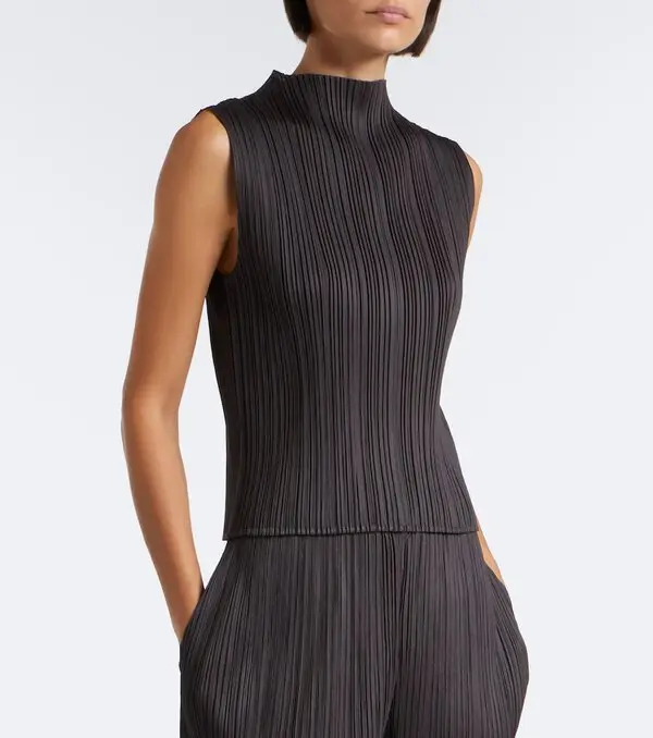 Issey Miyake Sleeveless High Neck Top - Grey
