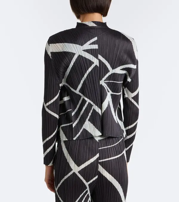 Issey Miyake Fold Line Pleated Printed Cardigan