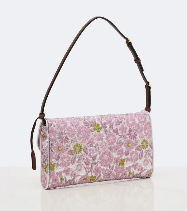 Valentino Garavani Devain Small Floral Jacquard Shoulder Bag - Purple