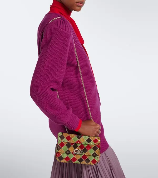 Valentino Garavani Rockstud Small Suede Shoulder Bag