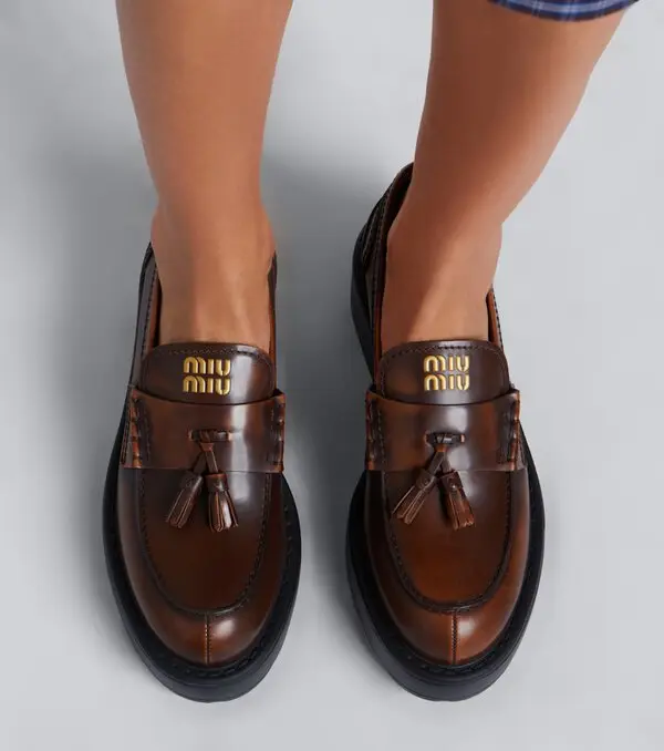 Miu Miu Leather Platform Loafers