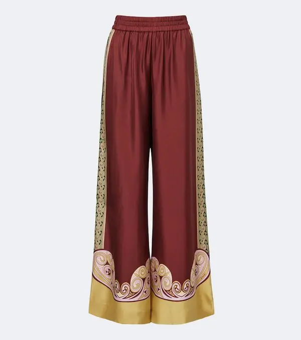 La DoubleJ Printed Silk Twill Palazzo Pants - Multicoloured