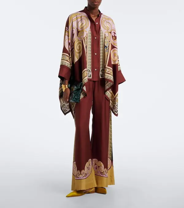 La DoubleJ Printed Silk Twill Palazzo Pants