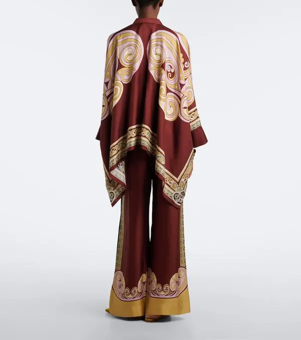 La DoubleJ Printed Silk Twill Palazzo Pants