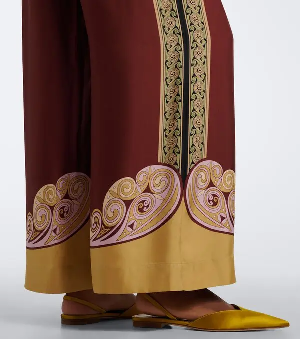 La DoubleJ Printed Silk Twill Palazzo Pants