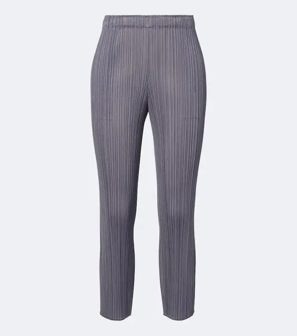 Issey Miyake Basics Cropped Pleated Slim Pants - Grey