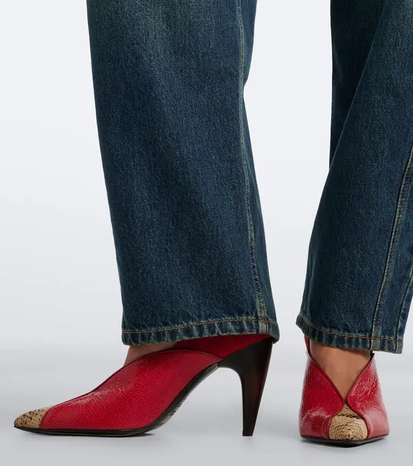Isabel Marant Étoile Luza Suede-trimmed Snake-effect Leather Pumps