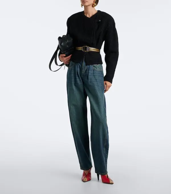 Isabel Marant Étoile Luza Suede-trimmed Snake-effect Leather Pumps