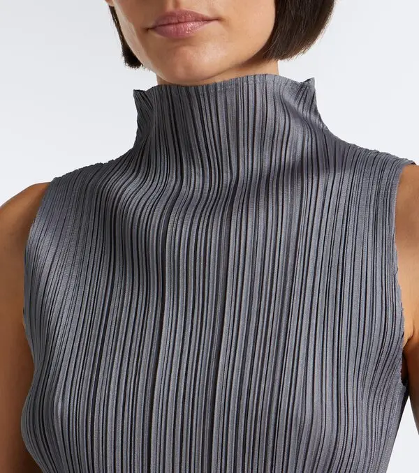 Issey Miyake Sleeveless High Neck Top - Grey