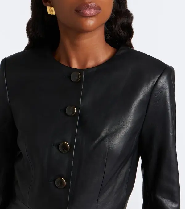 Veronica Beard Quinn Peplum Leather Jacket