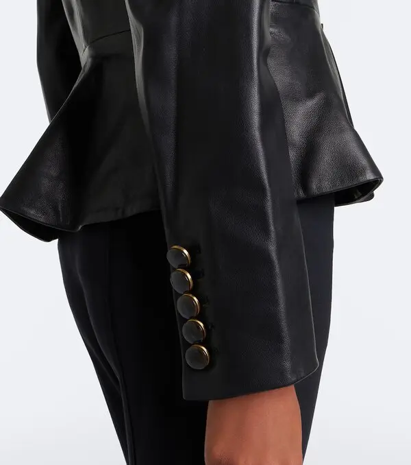 Veronica Beard Quinn Peplum Leather Jacket
