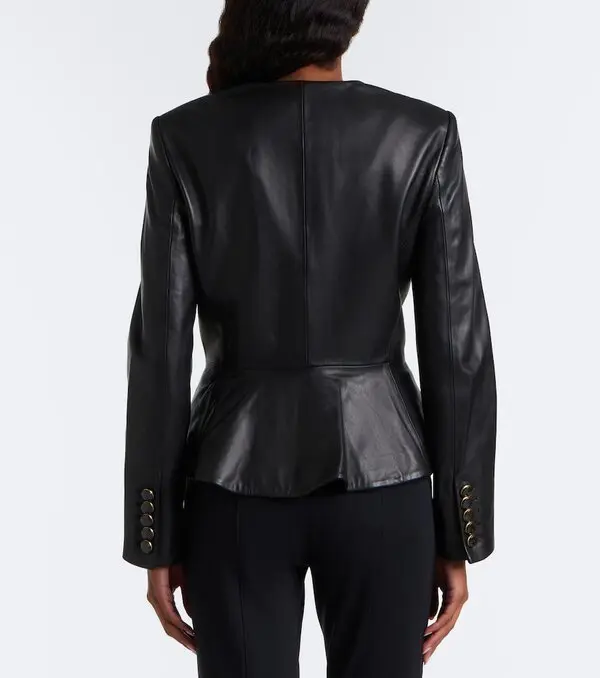 Veronica Beard Quinn Peplum Leather Jacket