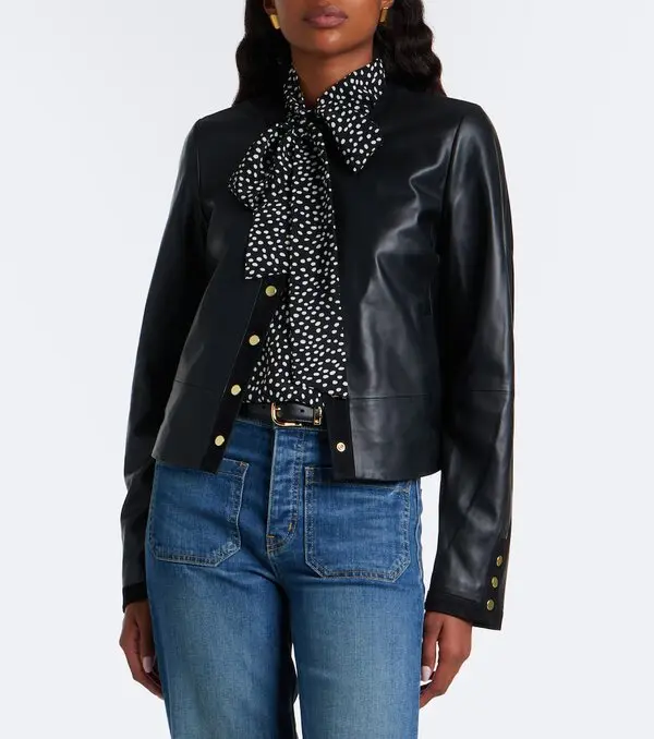 Vince Suede-trimmed Leather Jacket