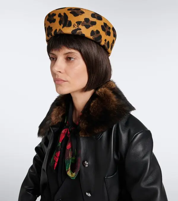 Ruslan Baginskiy Logo Wool Leopard-print Hat