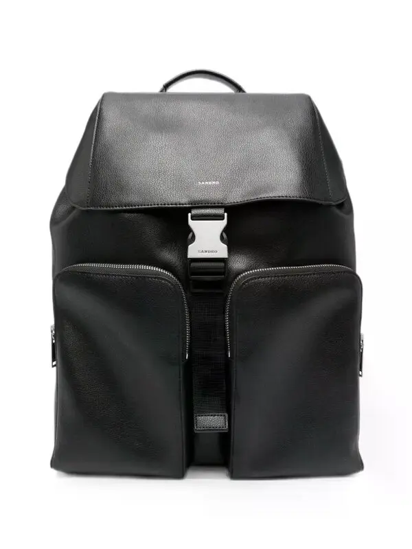 Sandro Buckle-fastening Leather Backpack - Black